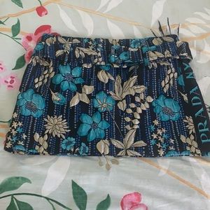 Prada | Skirts | Prada Belted Metallic Floral Brocade Mini Skirt | Poshmark